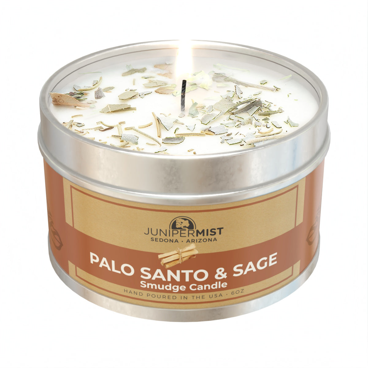 Palo Santo Smudge Candle with White Sage Leaf – JUNIPERMIST